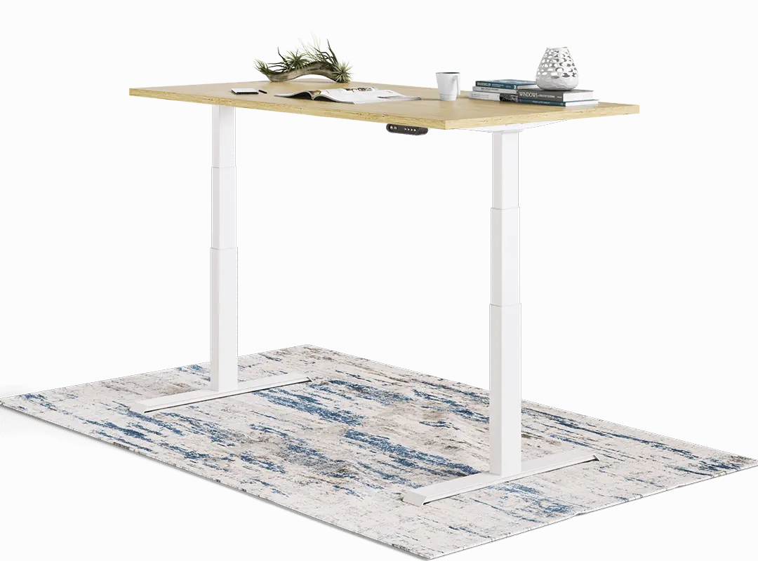 Recken Standing Desk - 30×48 Planked Urban Oak / White Frame